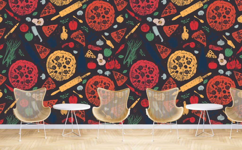 Pizza Pattern Wallpaper for Pizzeria and Restaurants - Magicdecor®