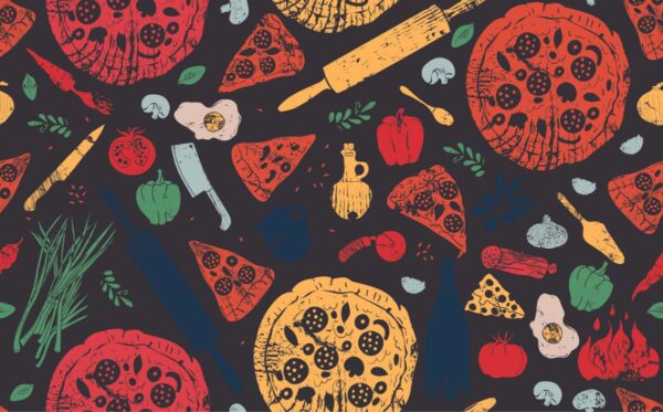 Pizza Pattern Wallpaper for Pizzeria and Restaurants - Magicdecor®