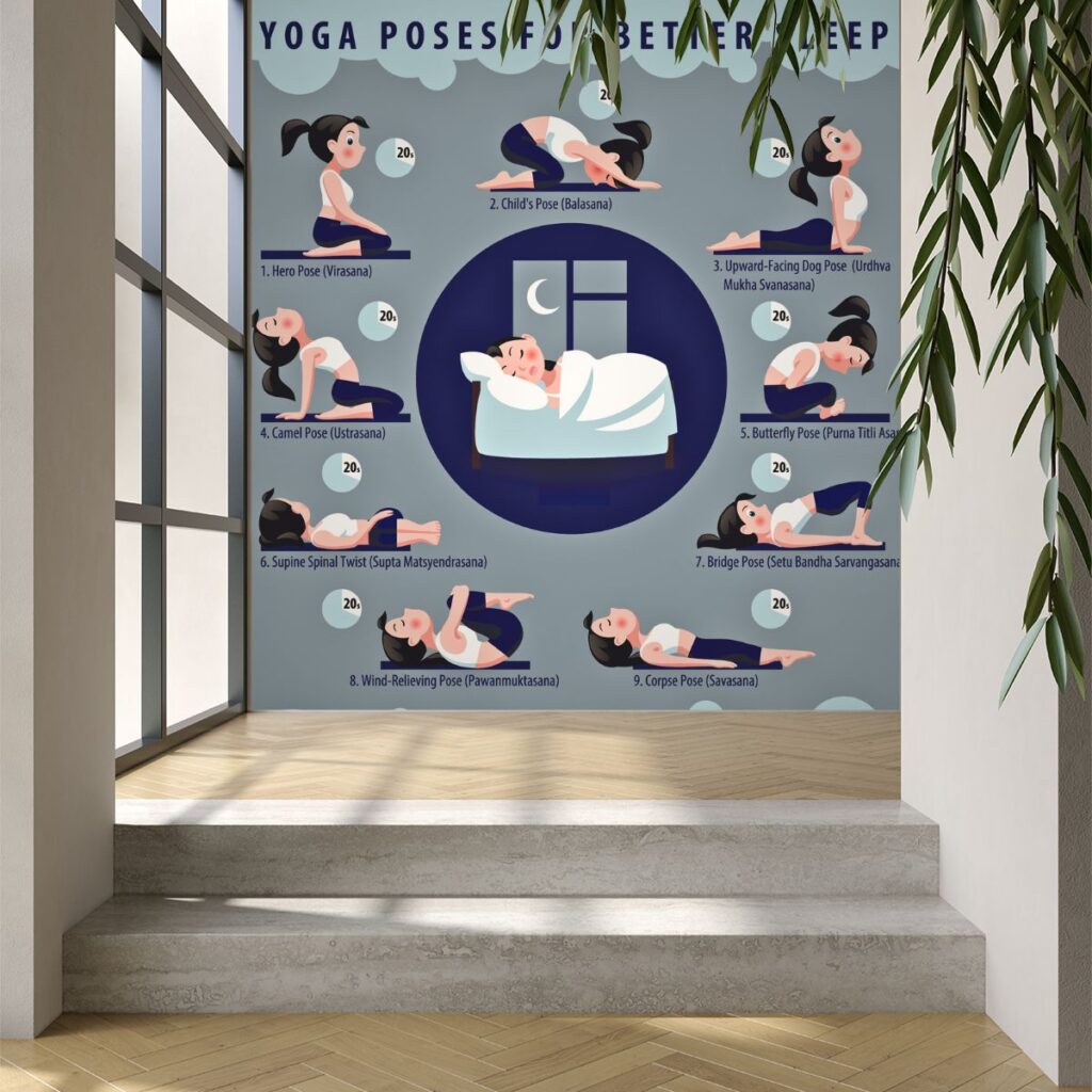 Yoga Poses For Better Sleep Wallpaper for Wall - Magicdecor®
