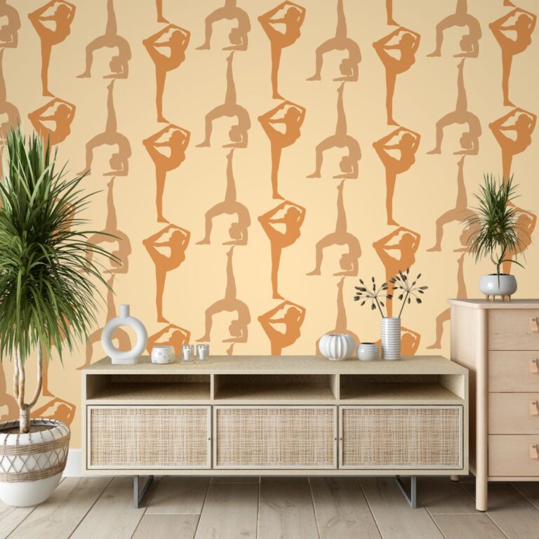 Yoga Poses Pattern Wallpaper Design - Magic Decor