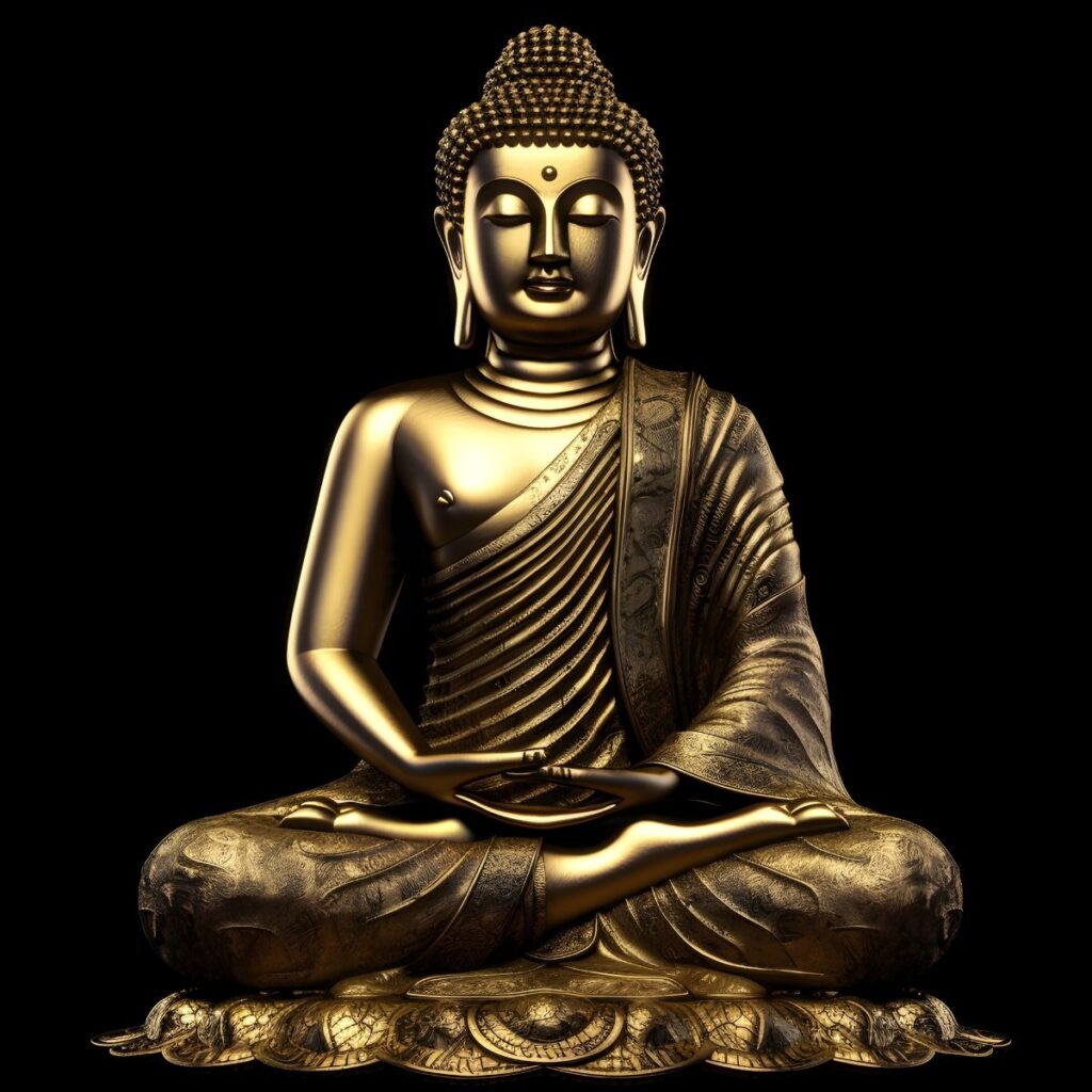 Golden Harmony Lounge 3D Buddha Wallpaper for Living Room - Magicdecor®
