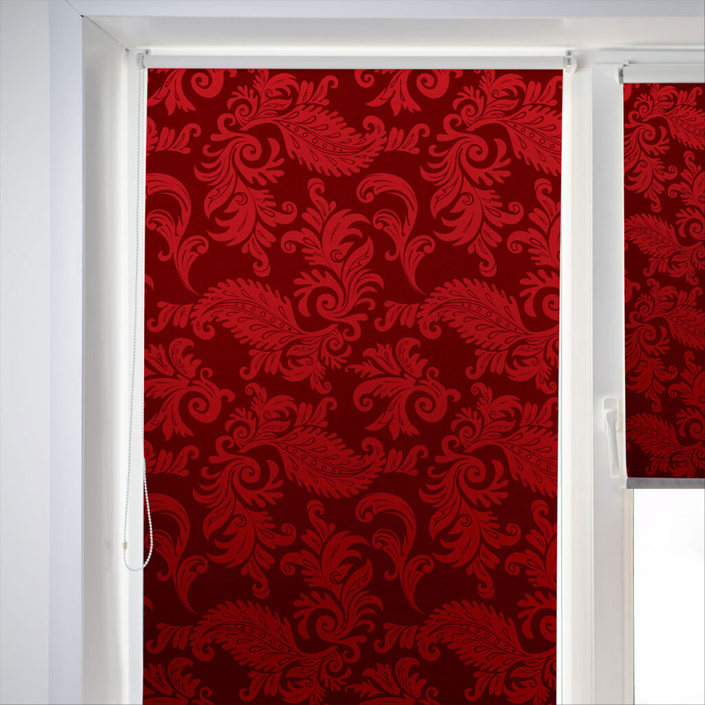 Retro Red Floral Roller Blinds for Windows - Magicdecor®