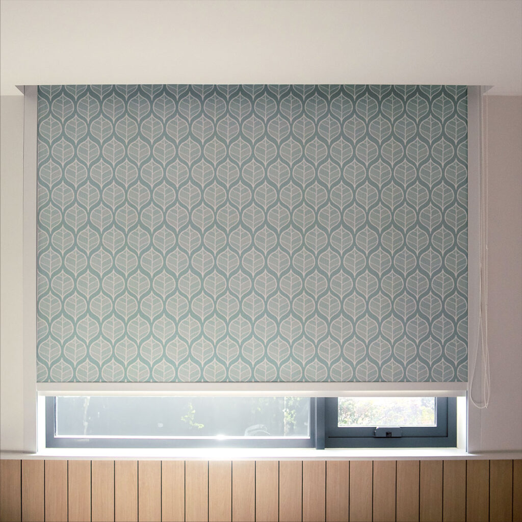 Tranquil Blue Leaf Pattern Roller Blinds for Windows - Magicdecor®
