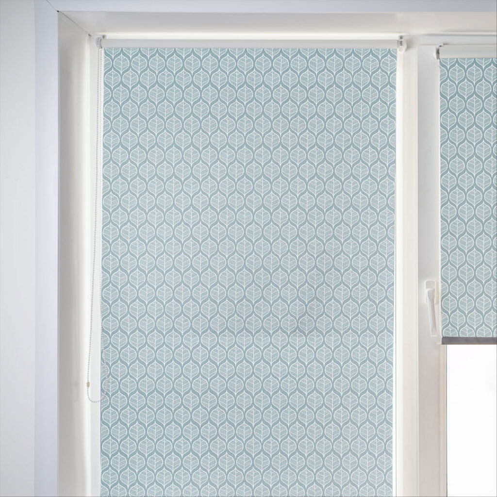Tranquil Blue Leaf Pattern Roller Blinds for Windows - Magicdecor®