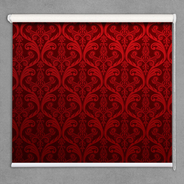Scarlet Scrolls Red Damask Pattern Roller Blinds - Magicdecor®