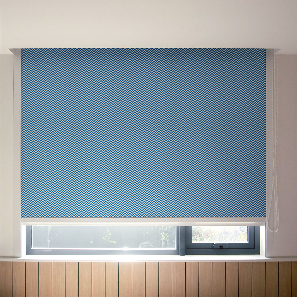 Geometric Blues Blue Roller Blind for Office Window - Magicdecor®