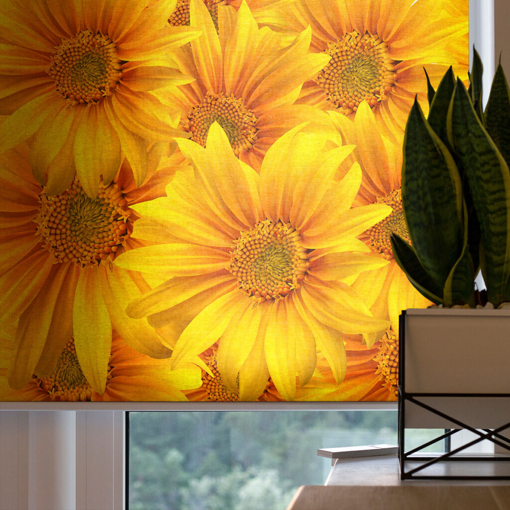 Sunflower yellow patterned roller Blinds - Magicdecor®