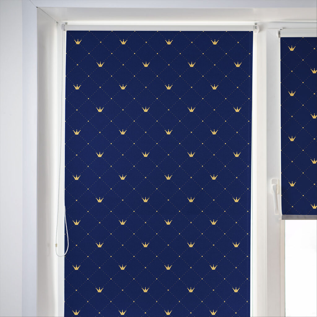 Retro Style Navy Blue Crown Pattern Roller Blinds for Windows - Magicdecor®