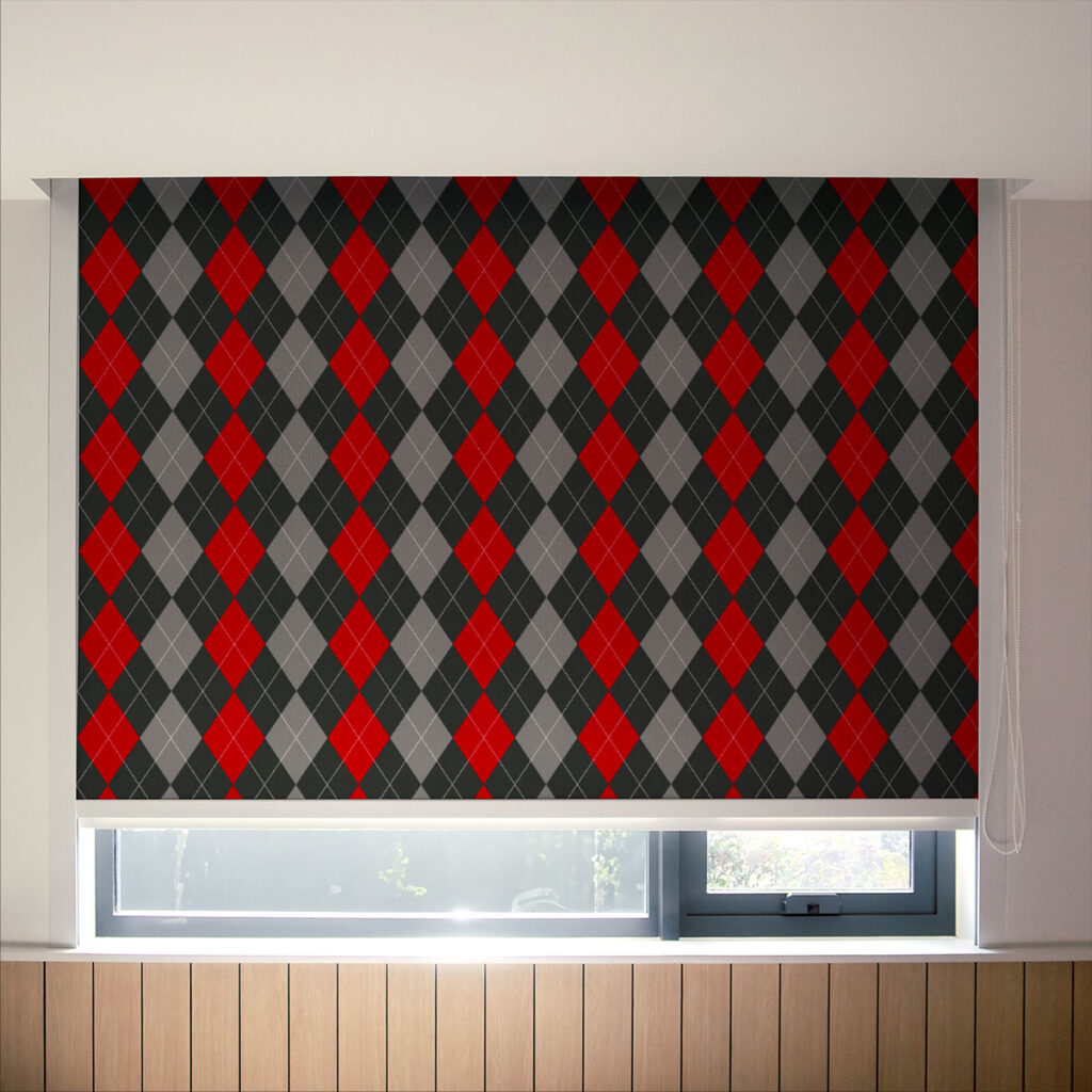 Red Revival Grey Patterned Roller Blinds - Magicdecor®