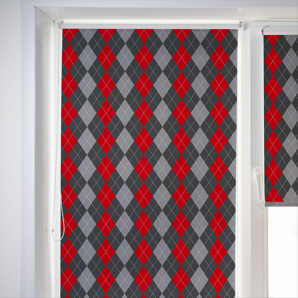 Red Revival Grey Patterned Roller Blinds - Magicdecor®