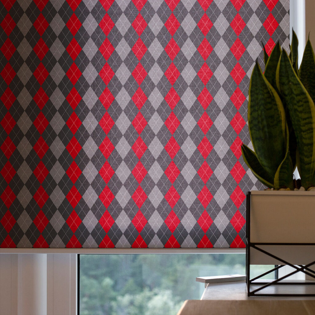 Red Revival Grey Patterned Roller Blinds - Magicdecor®