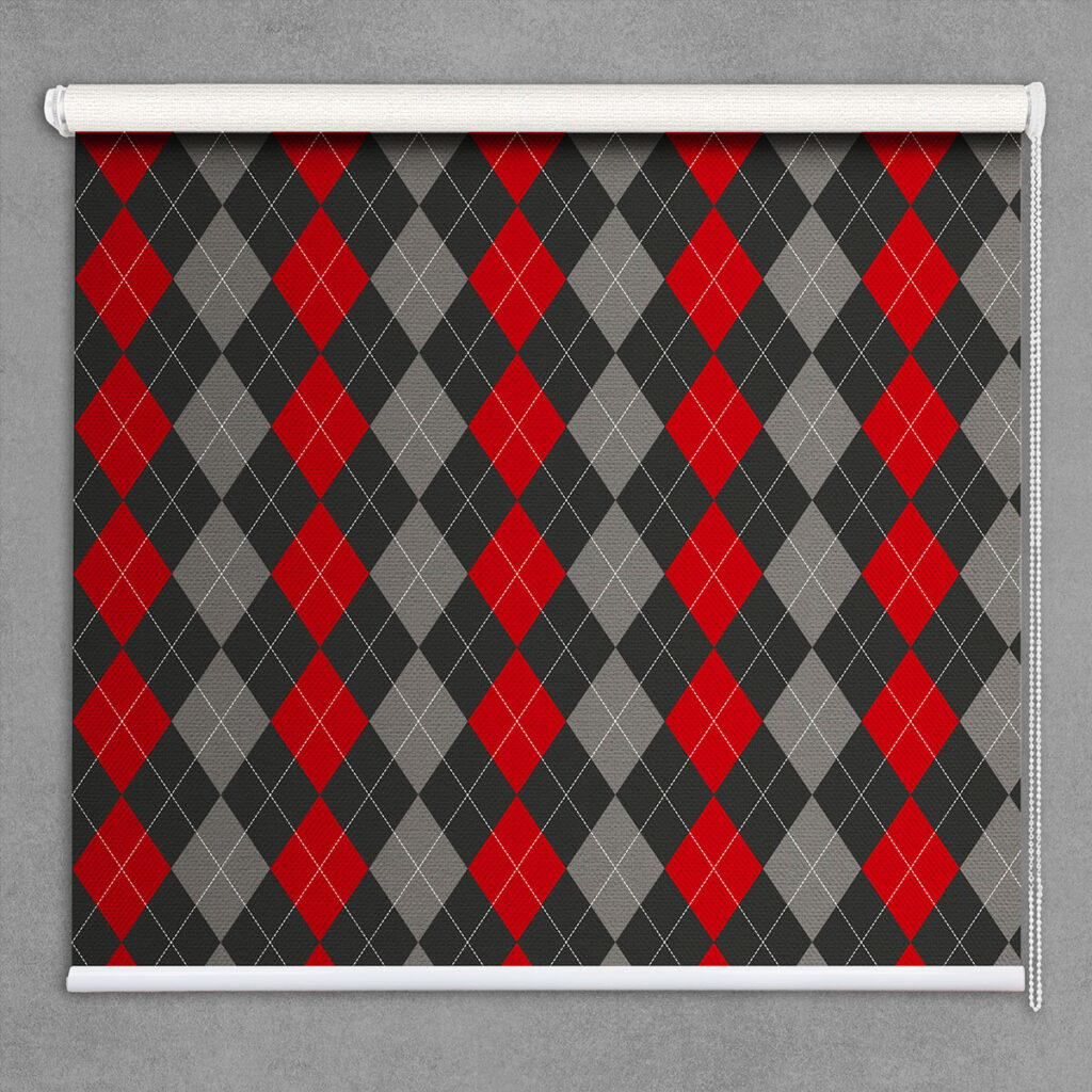 Red Revival Grey Patterned Roller Blinds - Magicdecor®