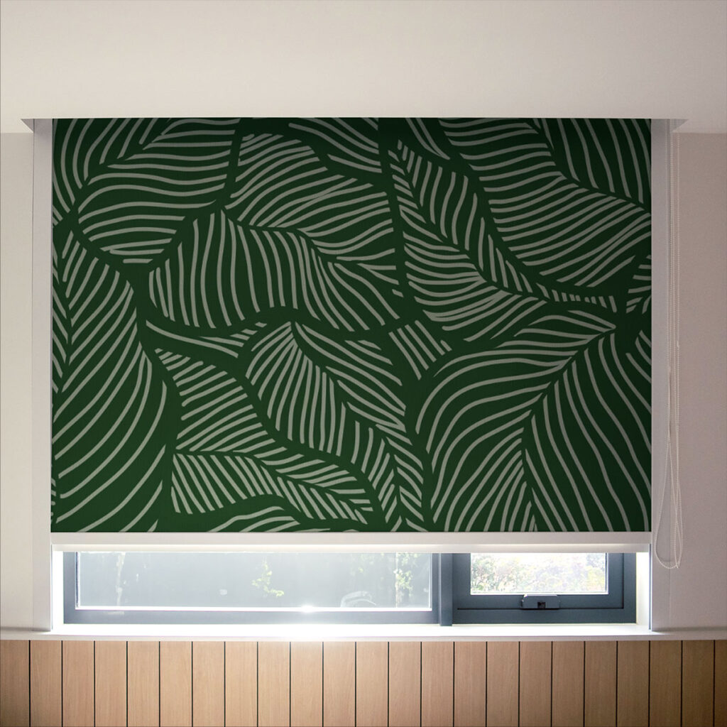 Dark Green leaves Patterned Roller Blinds - Magicdecor®
