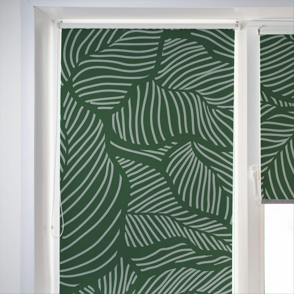 Dark Green leaves Patterned Roller Blinds - Magicdecor®