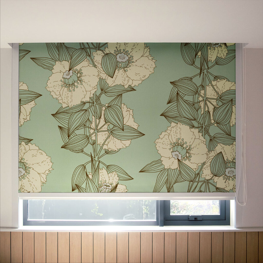 Elegant Green Flower Pattern Roller Blinds for Windows - Magicdecor®