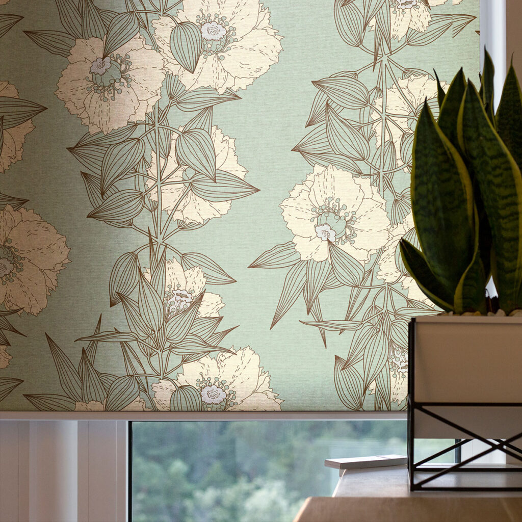 Elegant Green Flower Pattern Roller Blinds for Windows - Magicdecor®