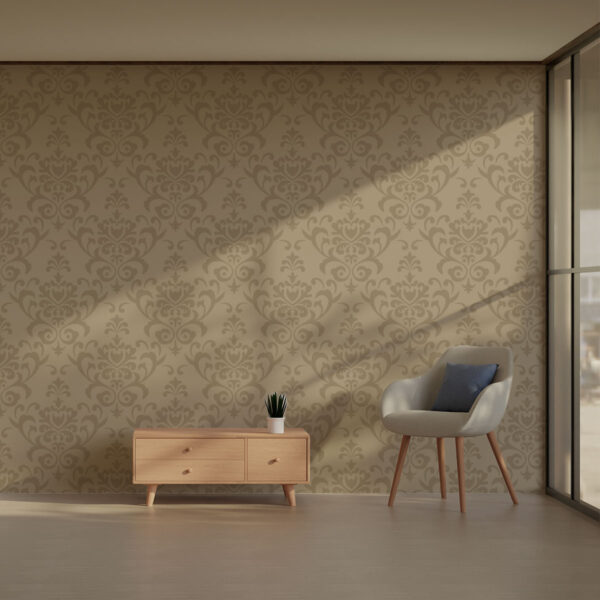 Khaki Damask Elegance Wallpaper Roll - Magicdecor®