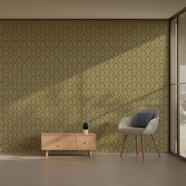 Olive Elegance Damask Pattern Wallpaper Roll - Magicdecor®