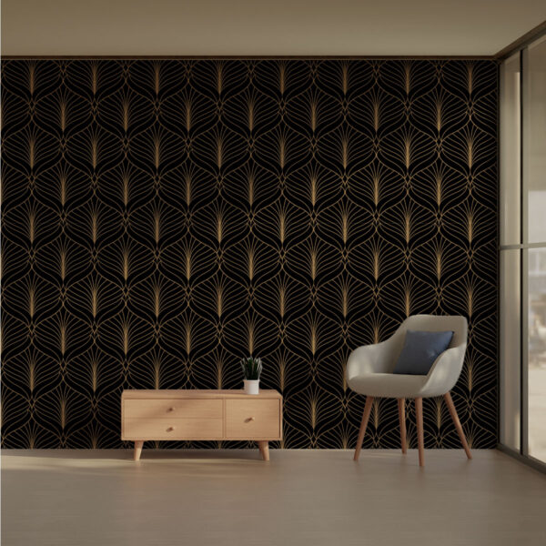 Black & Golden Leaves Pattern Wallpaper Roll - Magicdecor®