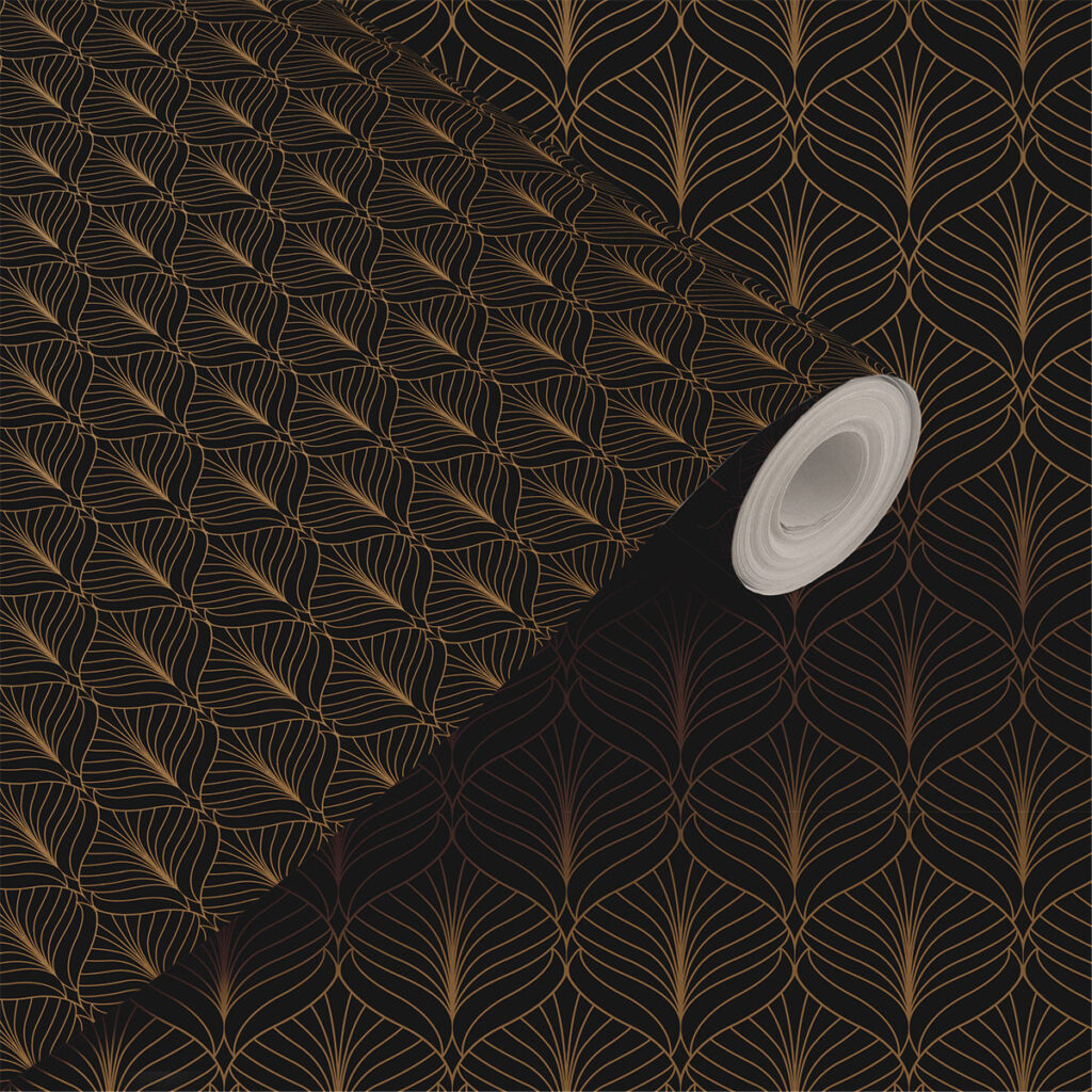 Black & Golden Leaves Pattern Wallpaper Roll - Magicdecor®