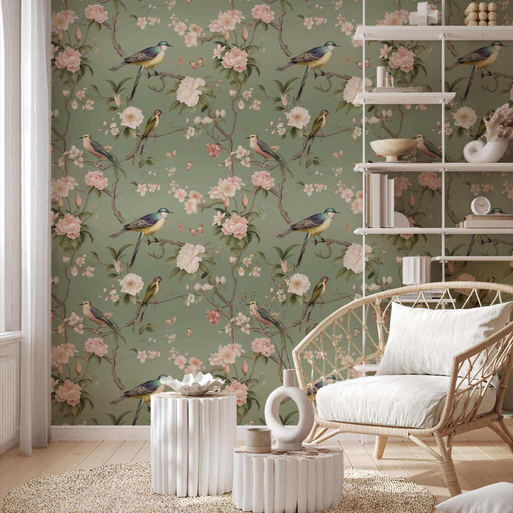 Birds & Trees Chinoiserie Wallpaper for Wall - Magicdecor®