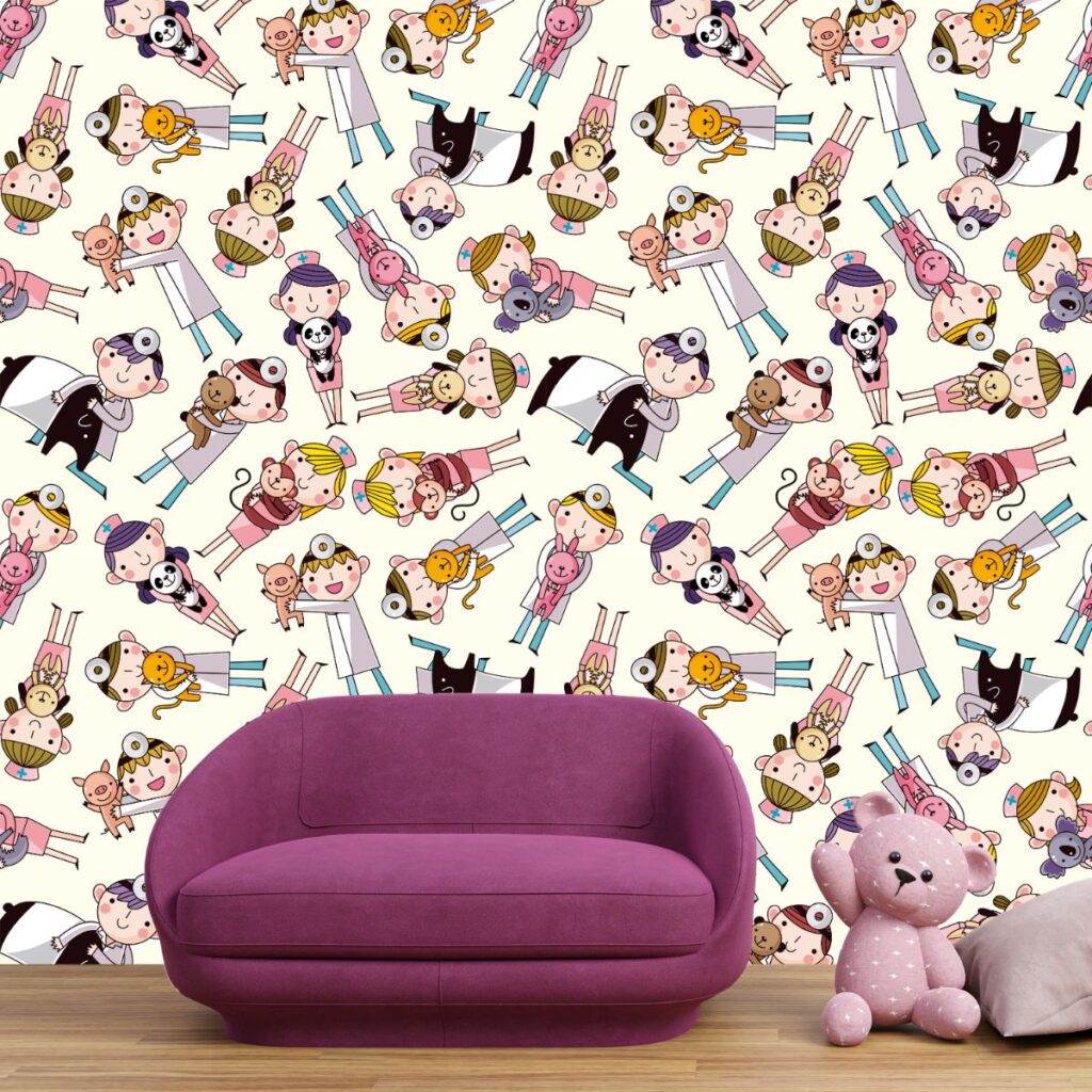 Caring Animal Veterinarian Wallpaper for the Future Vet's Room ...