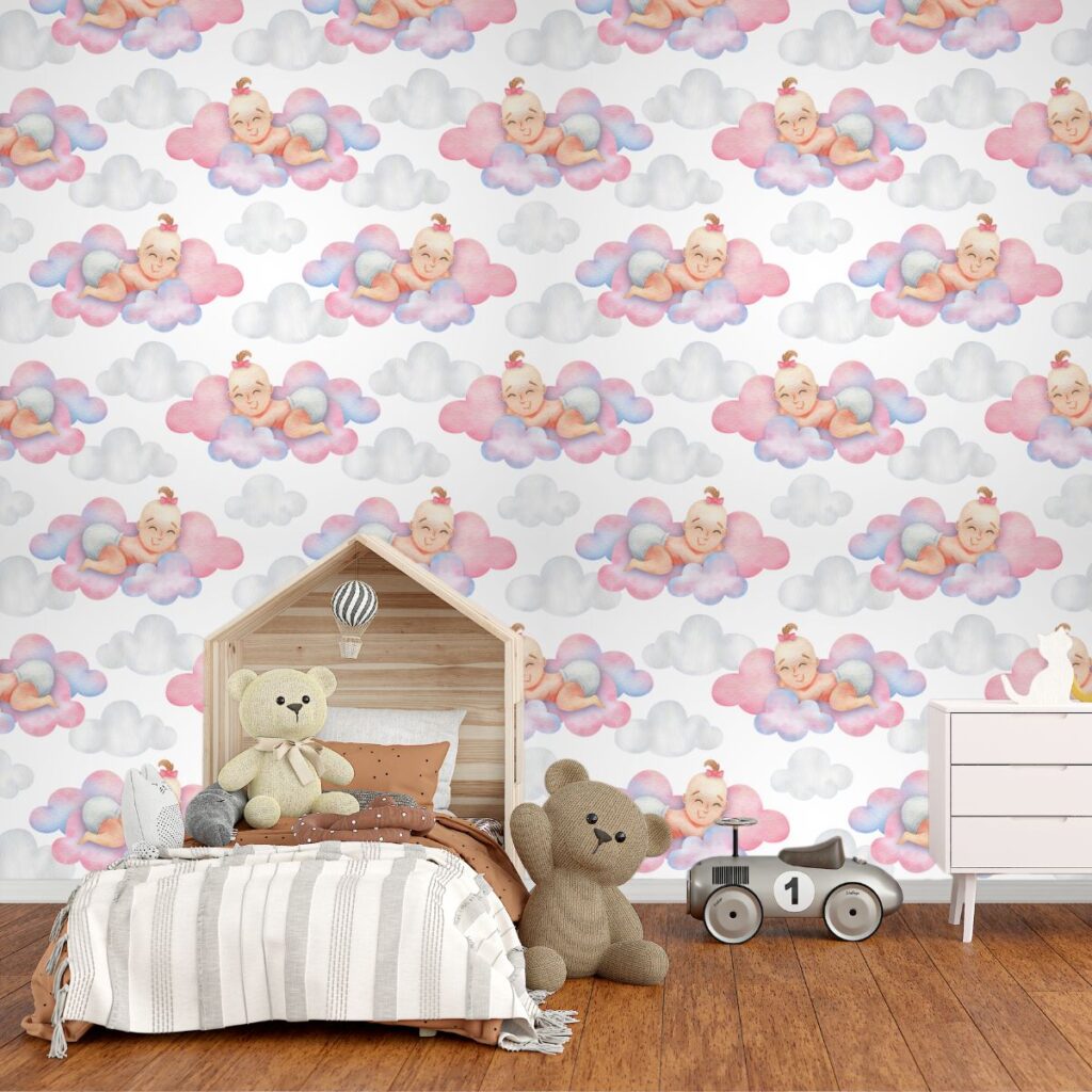 Cute Baby Girl Pattern Wallpaper - Magicdecor®