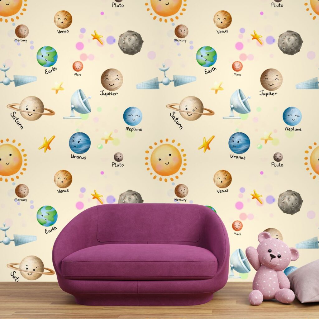 Cute Solar System and Planets Wallpaper - Magicdecor®