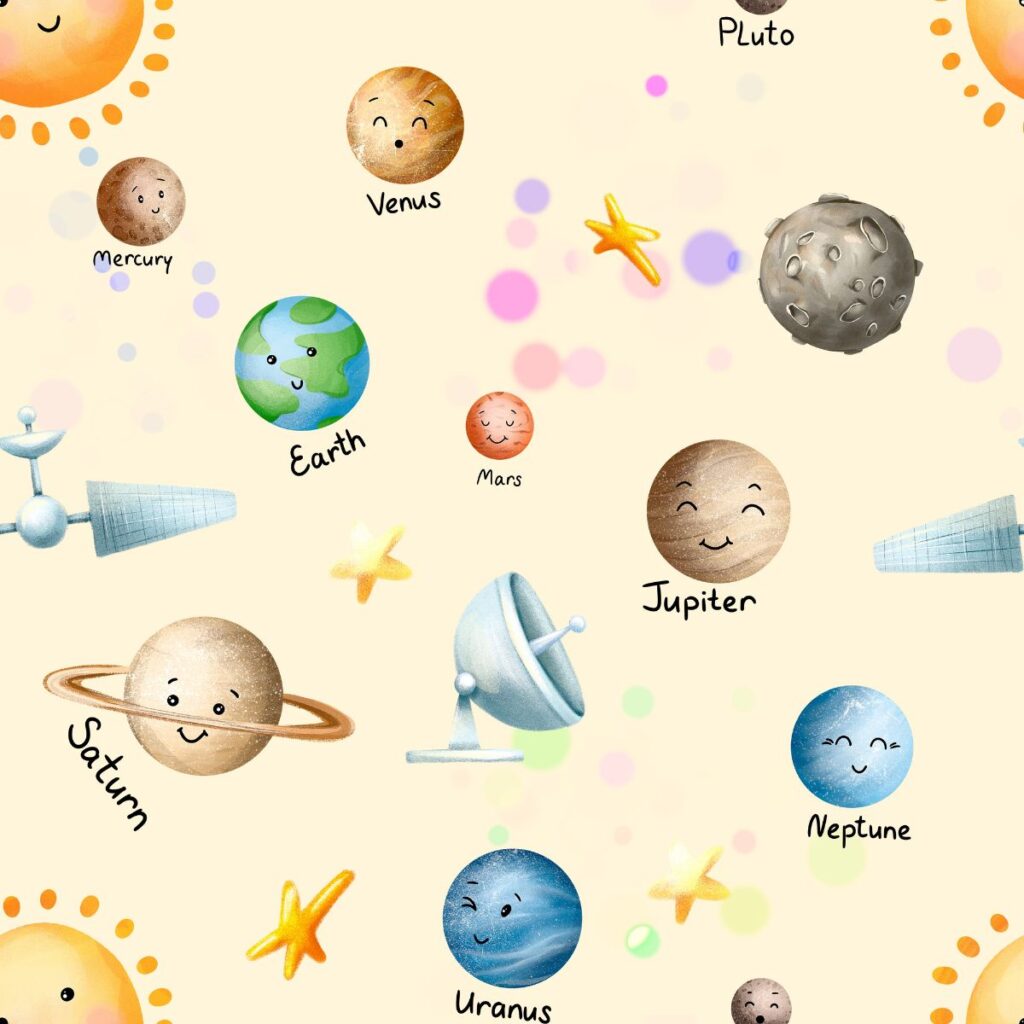 Cute Solar System and Planets Wallpaper - Magicdecor®