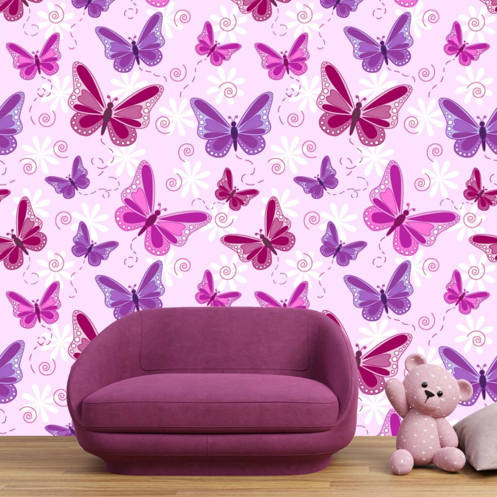 Flying Butterflies Pattern Wallpaper for Girls - Magicdecor®