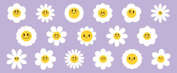 Groovy Daisy Flowers Face Girls Wallpaper - Magicdecor®