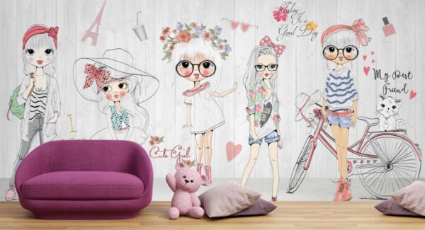 Modern Wallpaper Mural for Girls Room - Magicdecor®