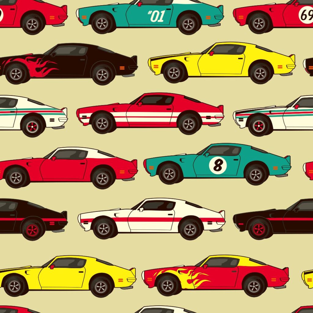 American Muscle Classic Racing Car Pattern Boys Wallpaper - Magicdecor®