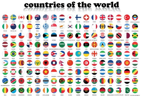 Countries Flags and Name Educational Wallpaper for Kids - Magicdecor®