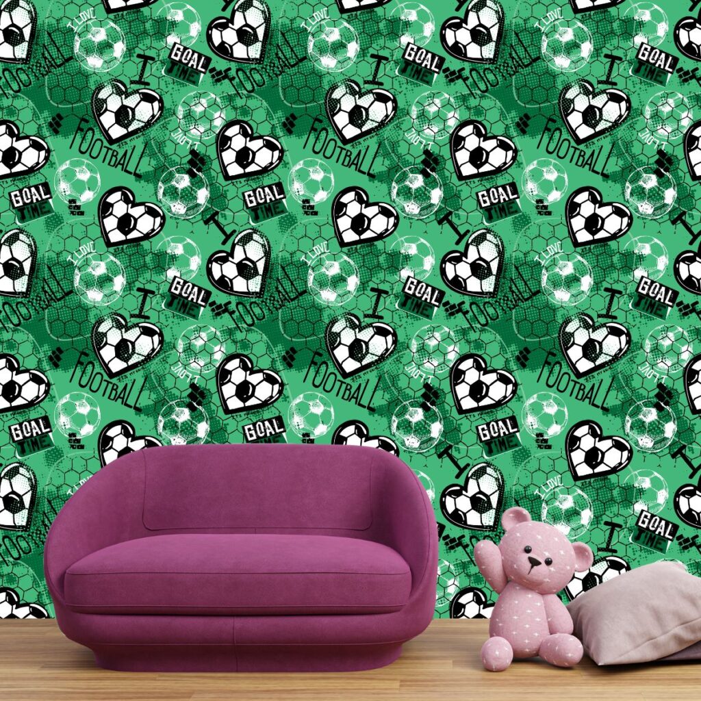 Football Pattern Wallpaper for Boys - Magicdecor®
