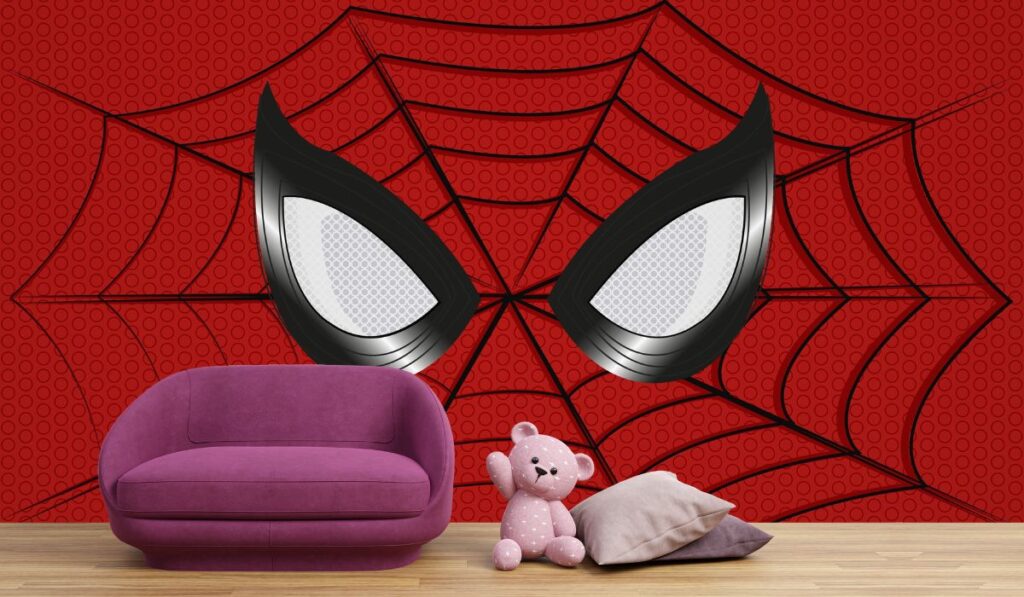 Spider Man Web and White eyes Wallpaper for Wall - Magicdecor®