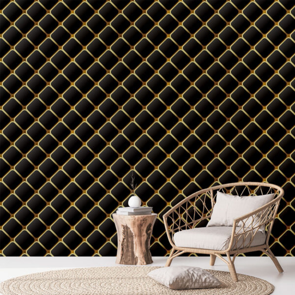 3D Elegant Geometric Black and Gold Pattern Wallpaper roll - Magicdecor®