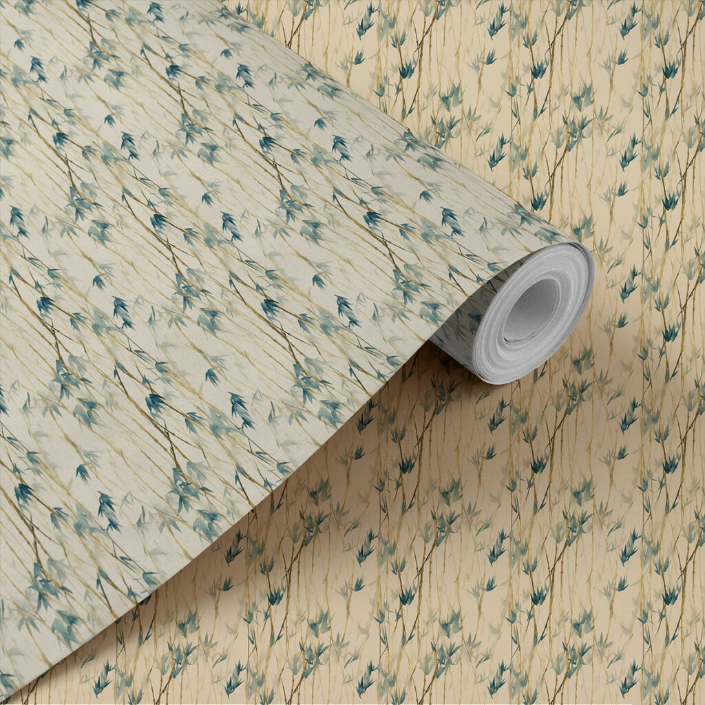 Tranquil Watercolor Style Bamboo Leaves and Stems Pattern Wallpaper ...