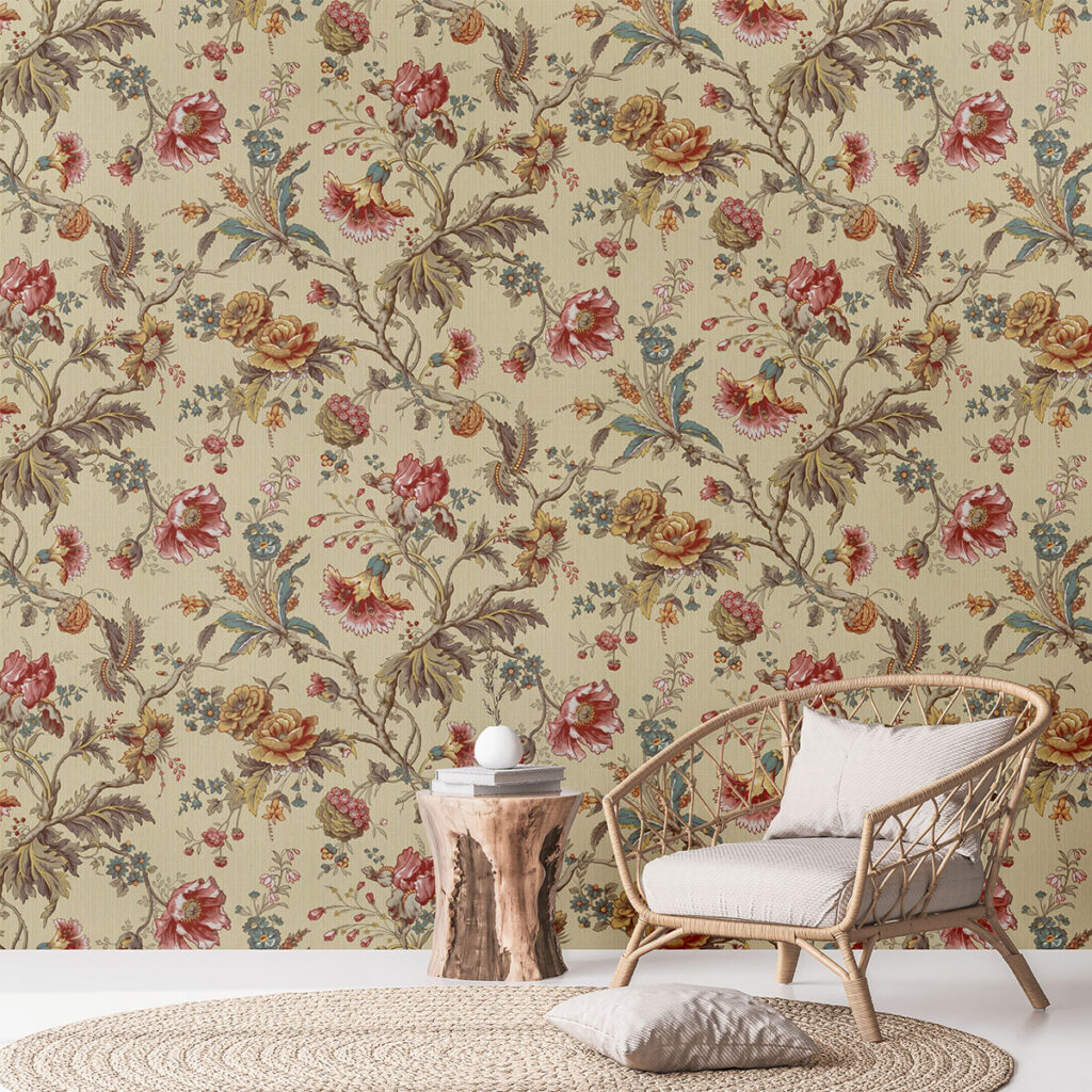 Mesmerizing Vintage Floral Pattern Wallcovering - Magicdecor®