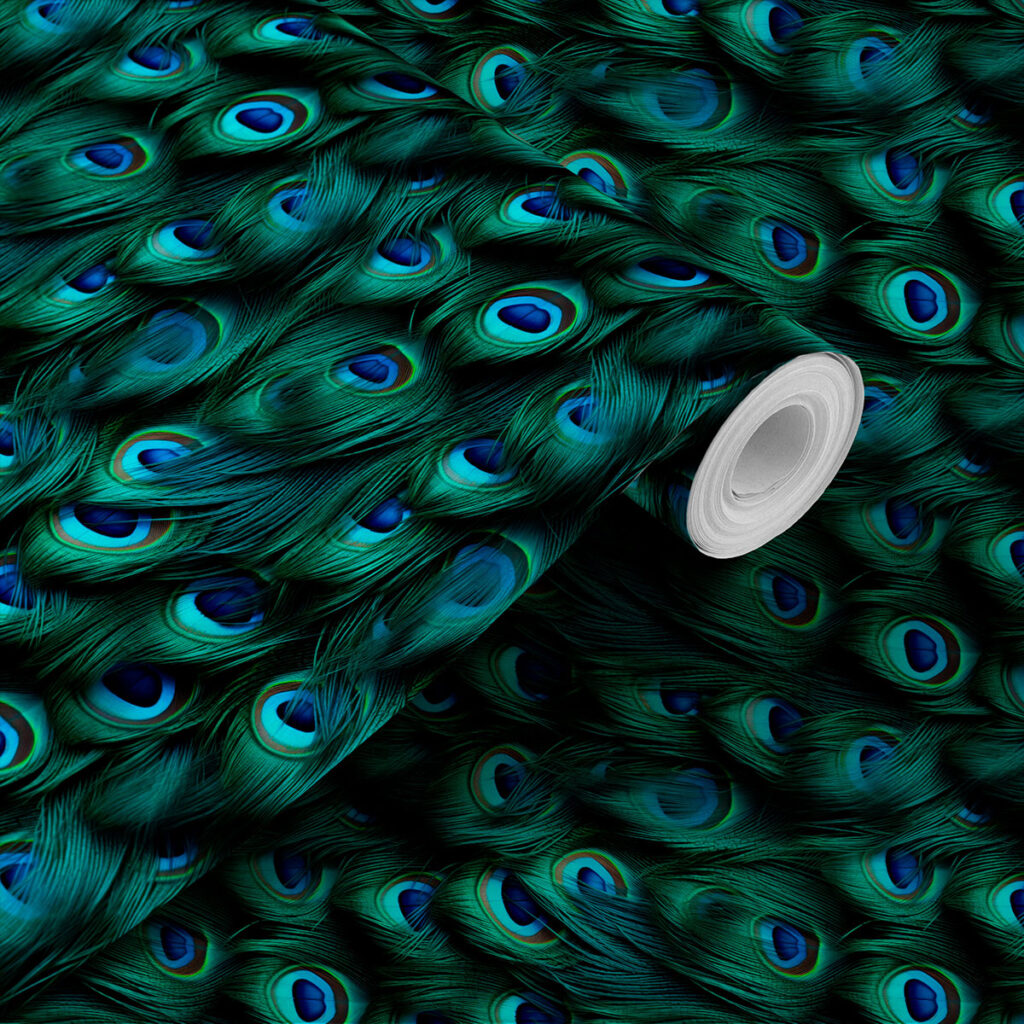 Spectral Peacock Feather Elegance Wallcovering - Magicdecor®