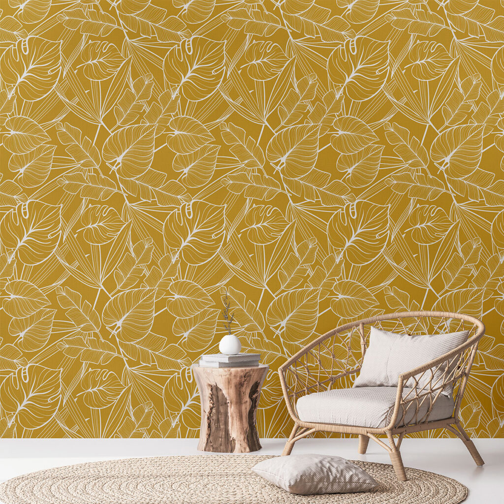 Luxurious Golden Tropical Leaves Wallpaper for Wall - Magicdecor®