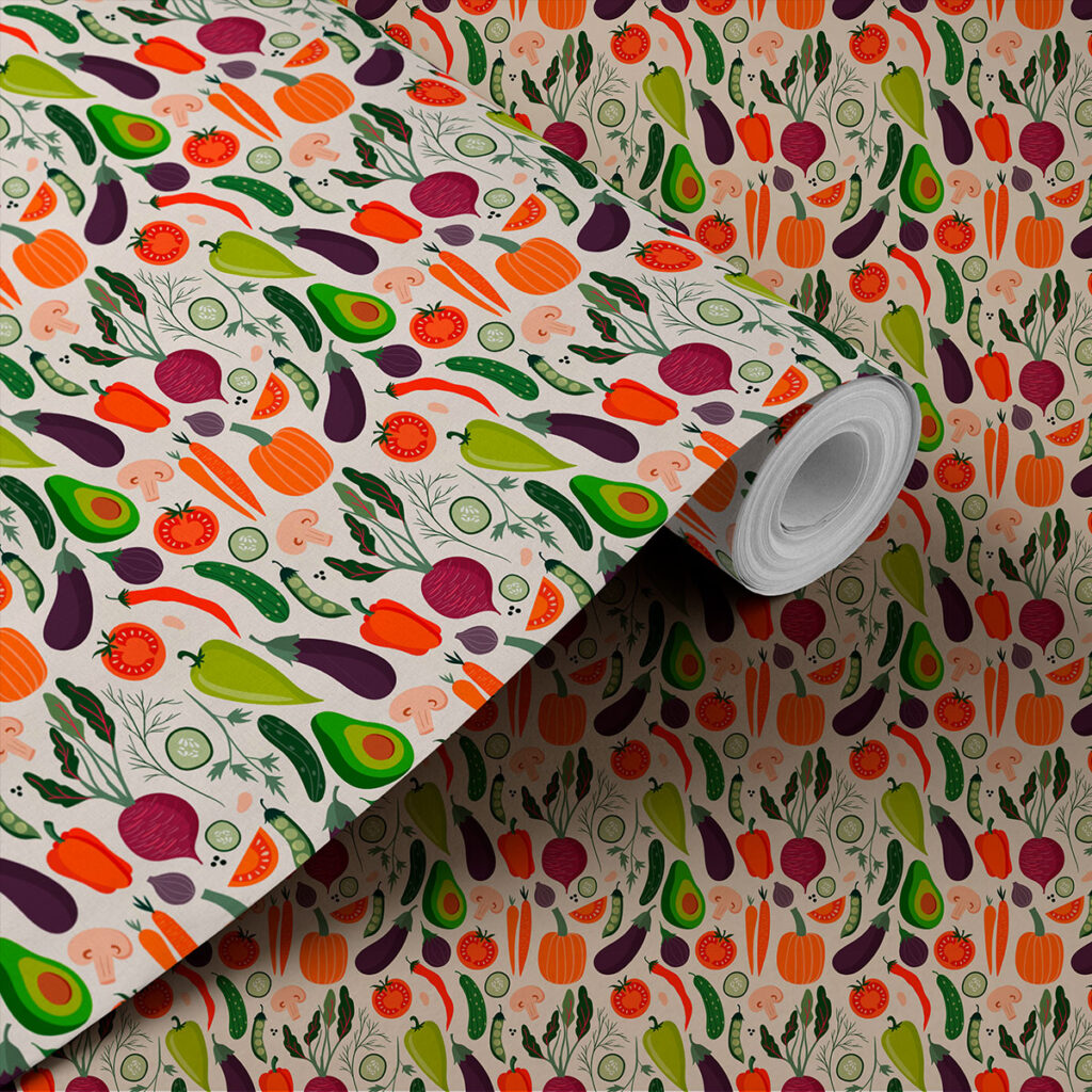 Delicious Vegetables Pattern Wallpaper Roll for Kitchen - Magicdecor®