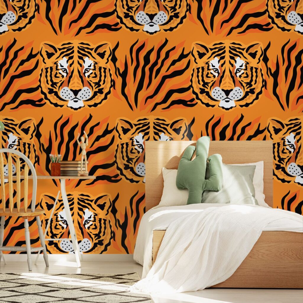Beautiful Tiger Face and Skin Pattern Wallpaper for Wall - Magicdecor®