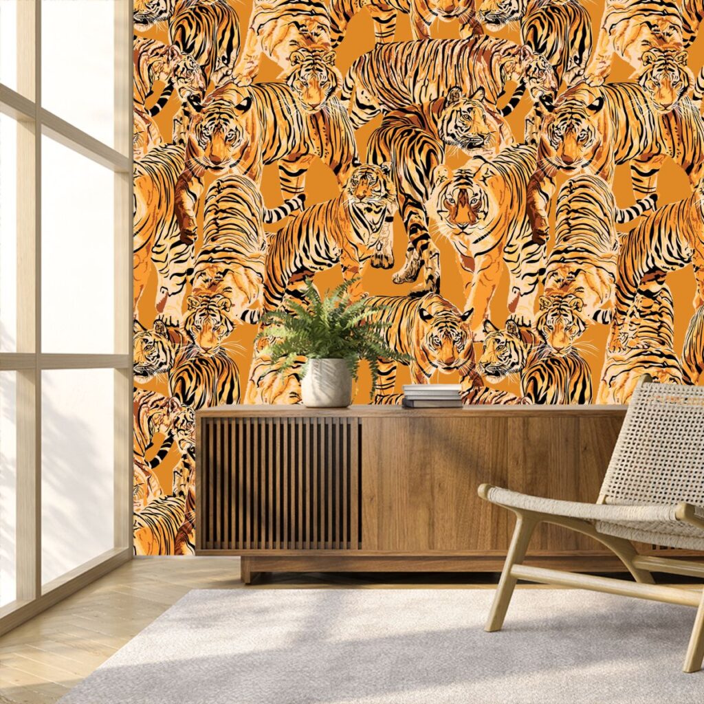 Mighty Tiger Print Wallpaper Mural - Magicdecor®