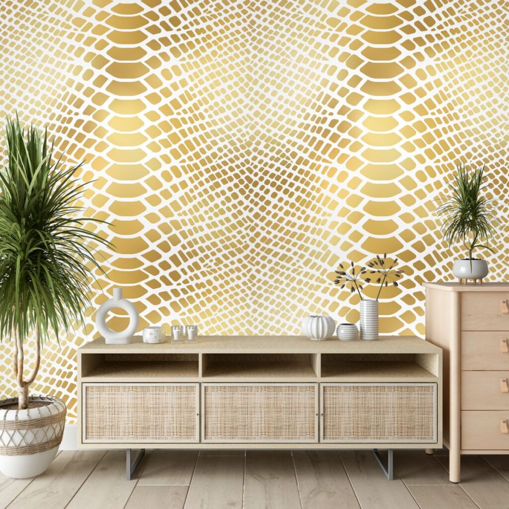 Trendy Luxurious Gold Snake Skin Texture Wallpaper for Wall - Magicdecor®