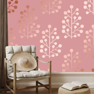 Floral Pattern Rose Gold Mural Wallpaper - Magicdecor®