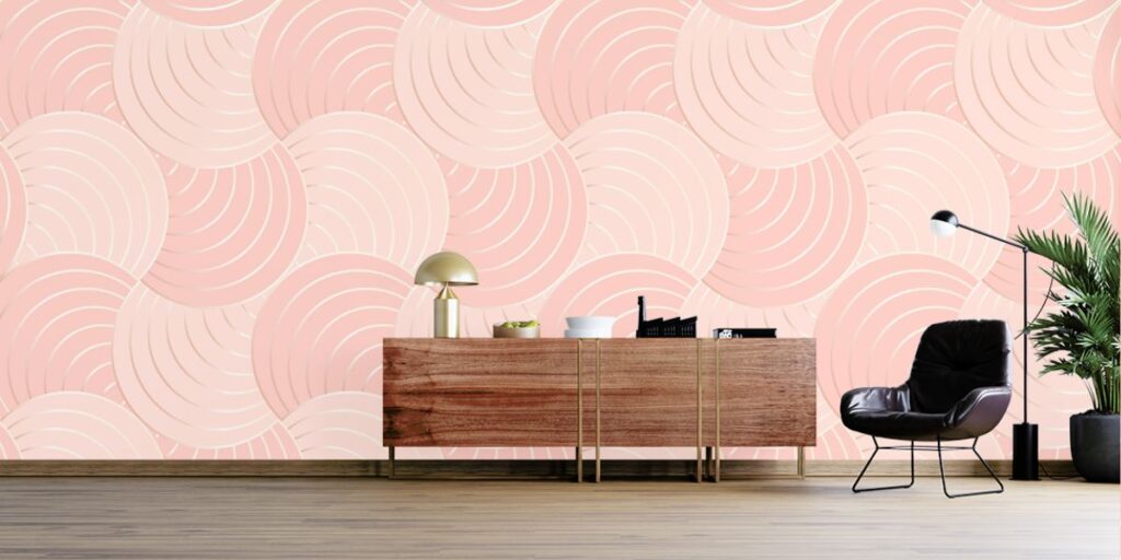 Rose Gold Geometric Circles and Lines Pattern Wallpaper for Wall ...