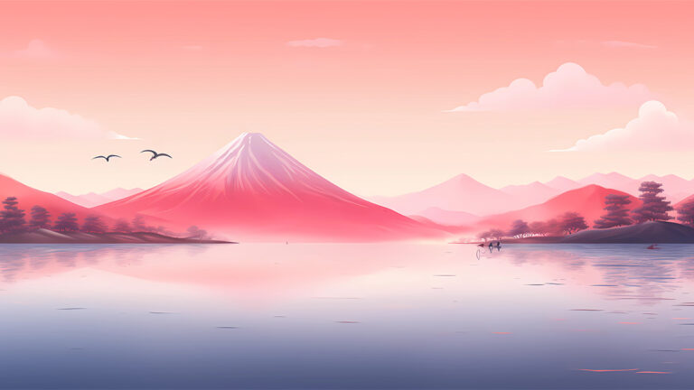 Elegant Mount Fuji Scenery Wallpaper in Japandi Style - Magicdecor®