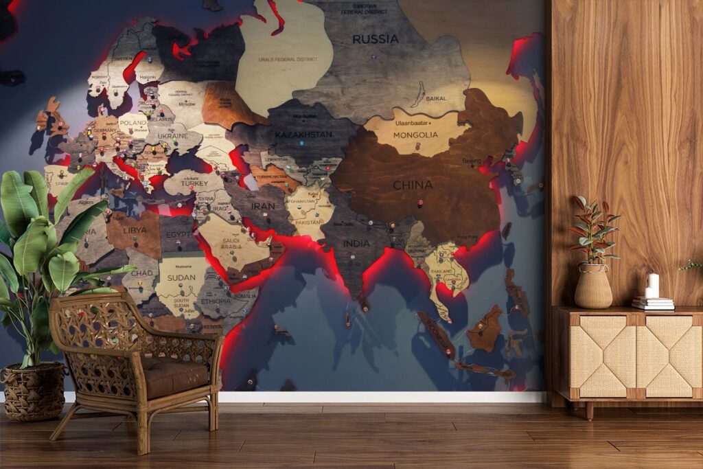 3D Vintage Europe and Asia Map for Wall - Magicdecor®