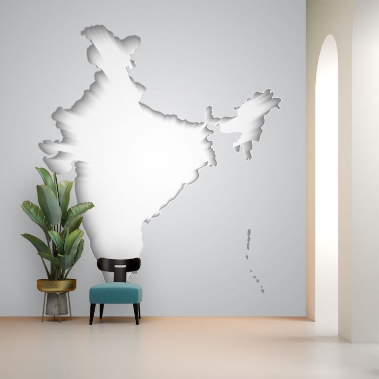 3D India Map Gray Shadow Cutout Wallpaper for Wall - Magicdecor®
